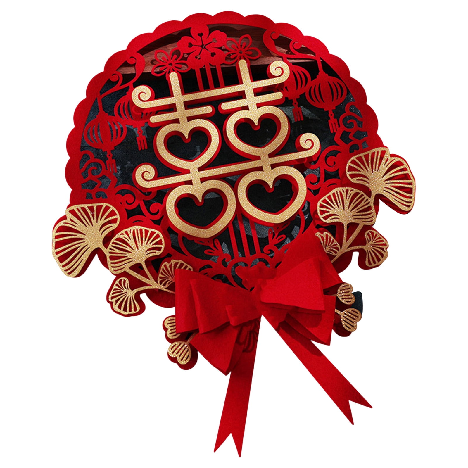 meijuhuga Wedding Xi Decor Hollowed Happy Word Celebration Non-woven ...