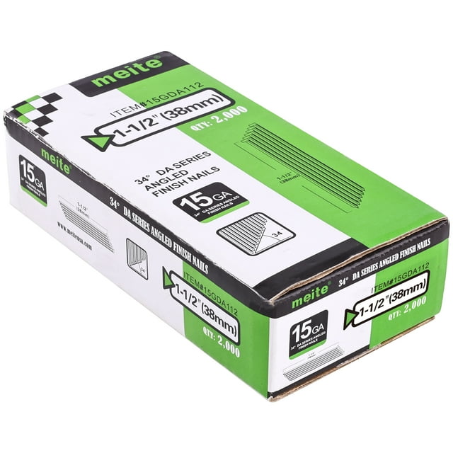 MEITE 15 Gauge 34 Degree 1-1/2" Length Collated Nails, Steel ...