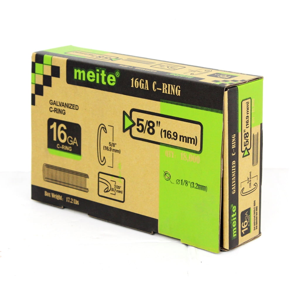 meite 16 Gauge 1/2-Inch Crown Galvanized C Ring Staples Hog Rings for ...