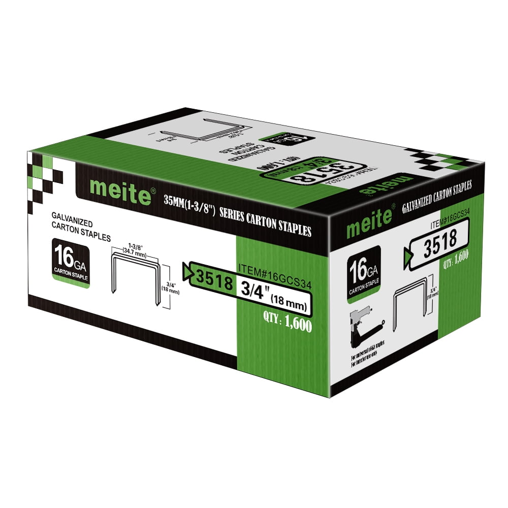 meite 16 Gauge 1-3/8-inch Crown 3/4-inch Leg Length Carton Closing ...