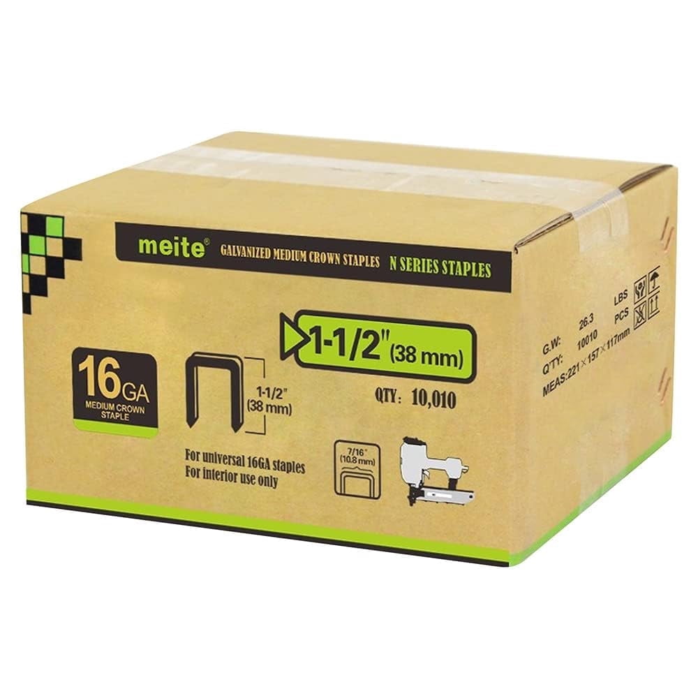 MEITE 16 Gauge 7/16 inch Crown Heavy-Duty Staples, 10,000 Counts ...