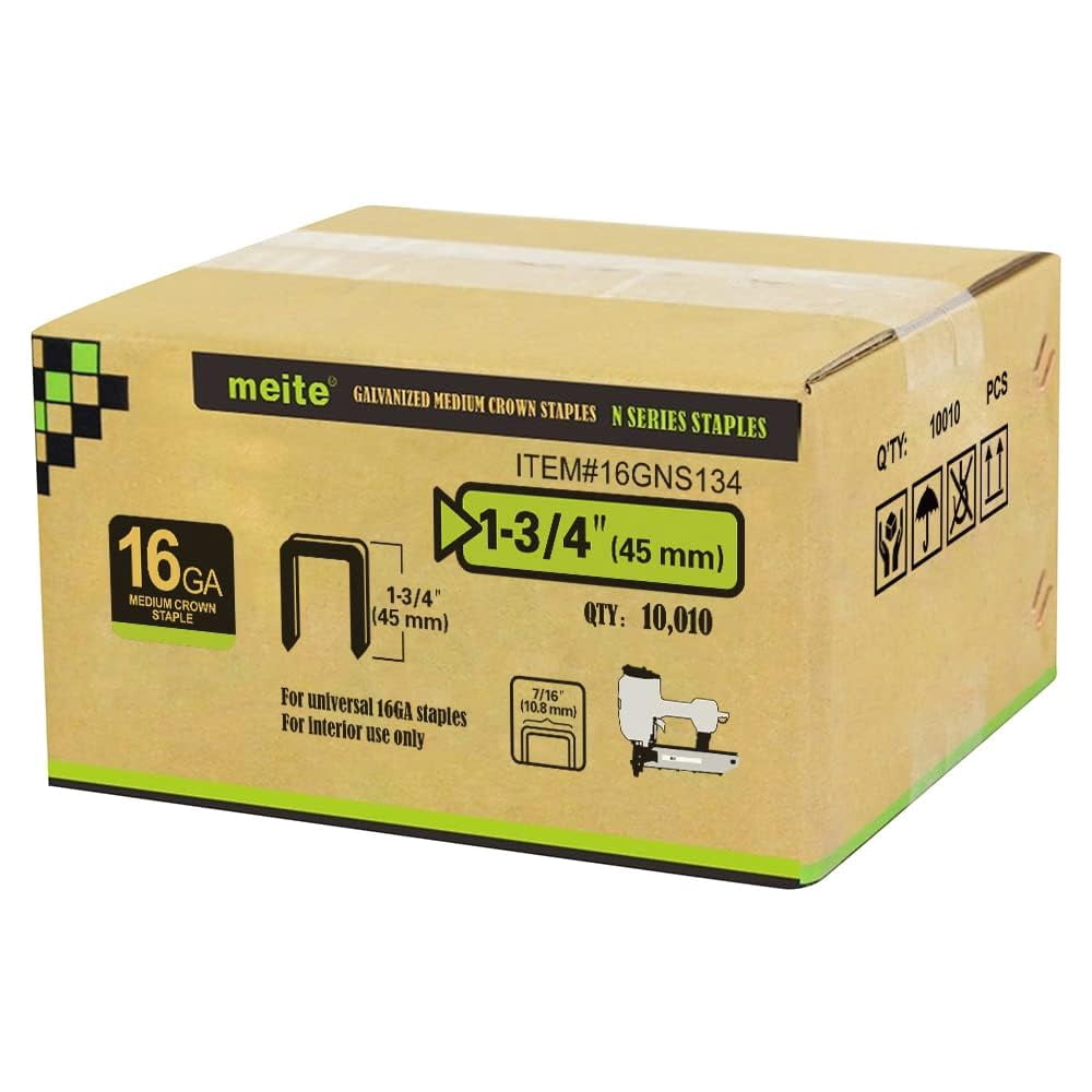 meite 16 Gauge 7/16-Inch Crown Staples, 1-3/4-Inch Length Medium Crown ...