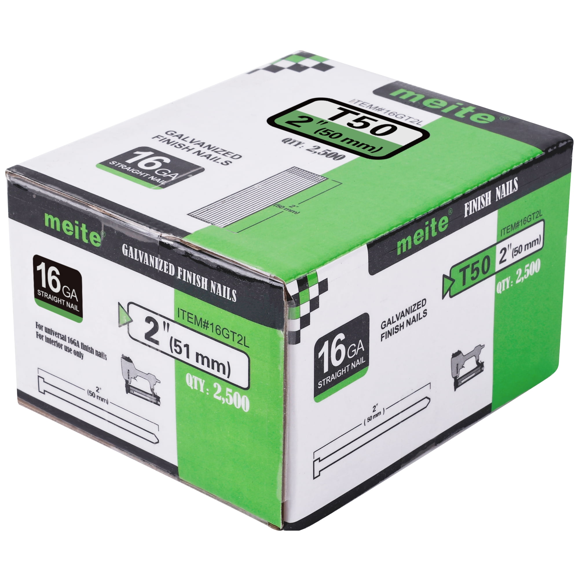 Meite 16 Gauge 2 Inch Steel Finish Nails - Pneumatic Industrial ...