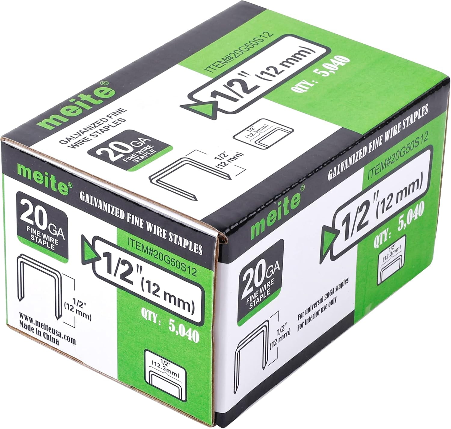 meite 20 Gauge 1/2-Inch (12.3mm) Crown 1/2-Inch Length Upholstery Staples for Staple Gun, Fine ...