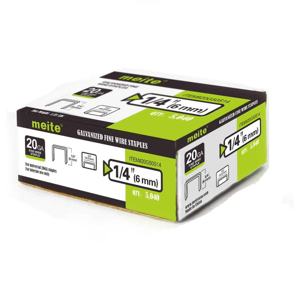 meite 20 Gauge 1/2-inch Crown 1/4-inch Leg Length Galvanized Fine Wire ...