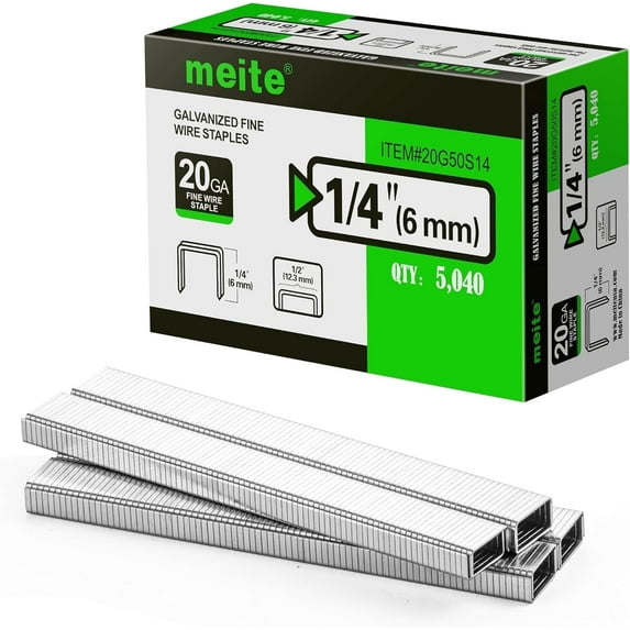 5040 Pcs MEITE Upholstery Staples, 20 Gauge 1/2" Crown 1/4" Length ...