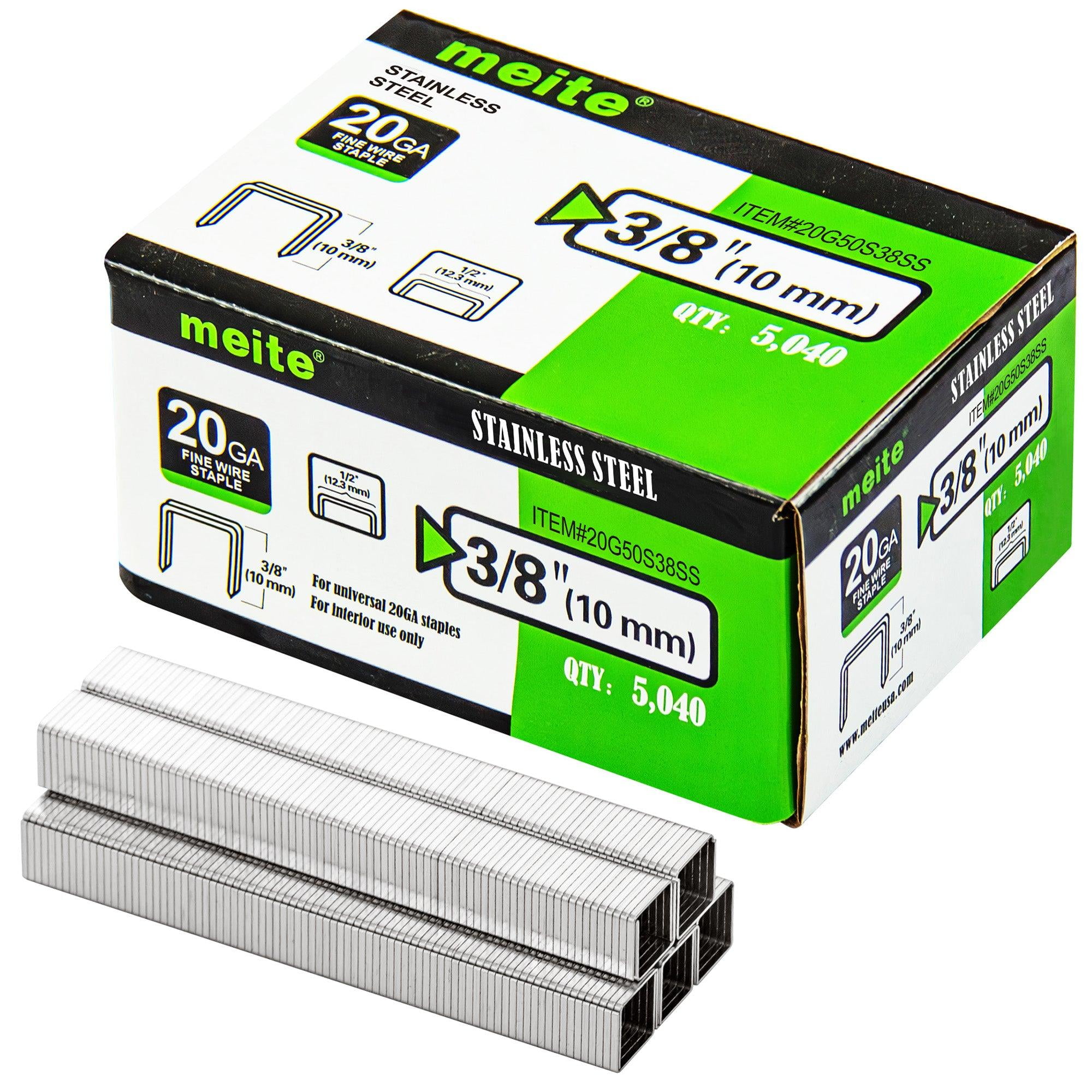 MEITE 50 Series 20 Gauge 1/2-inch Crown 3/8-inch Leg Length Stainless ...