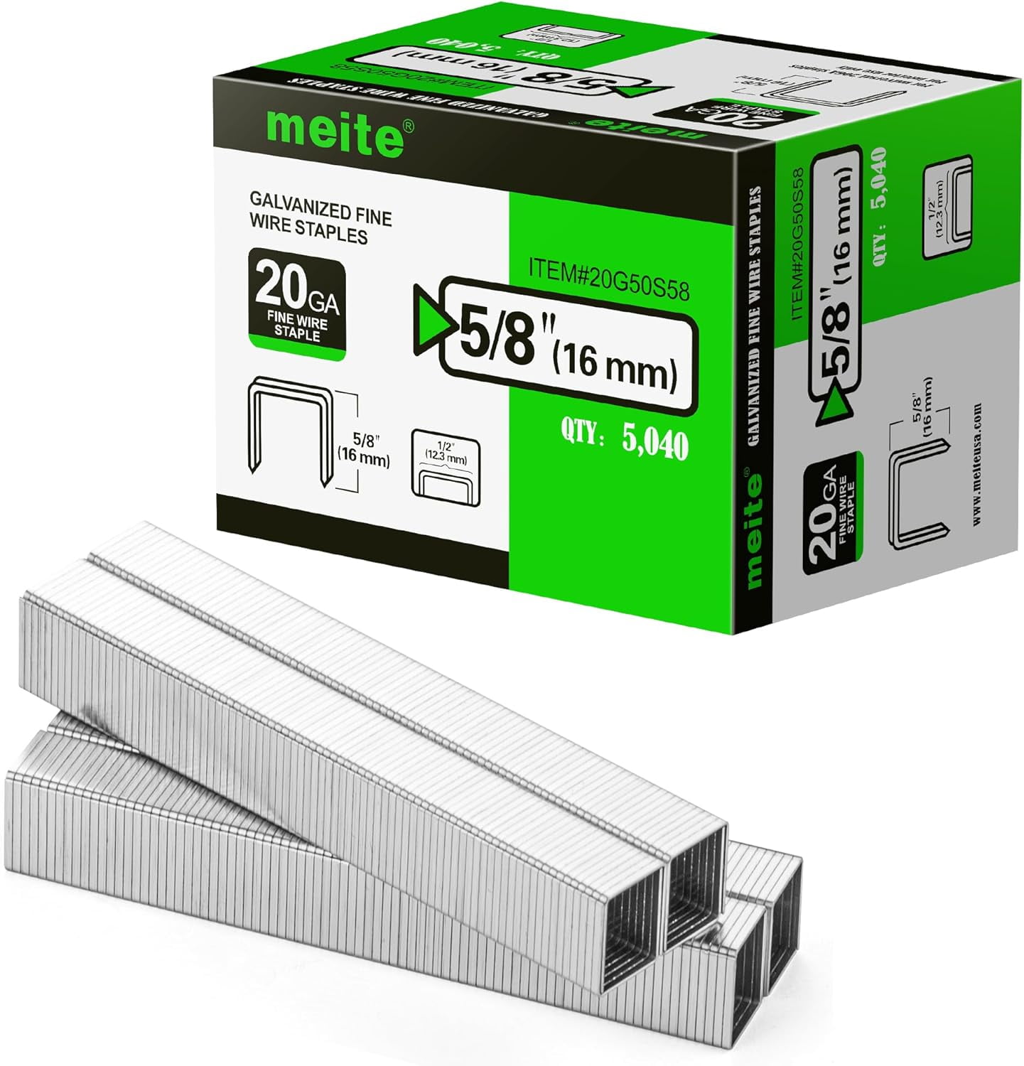 MEITE 5,040 Pcs Upholstery Staples, 20 Gauge 1/2" Crown 5/8" Length ...