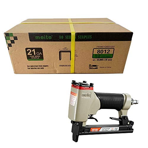 meite 21 Gauge 1/2-inch Crown Stainless Steel Upholstery Staples with 1 ...