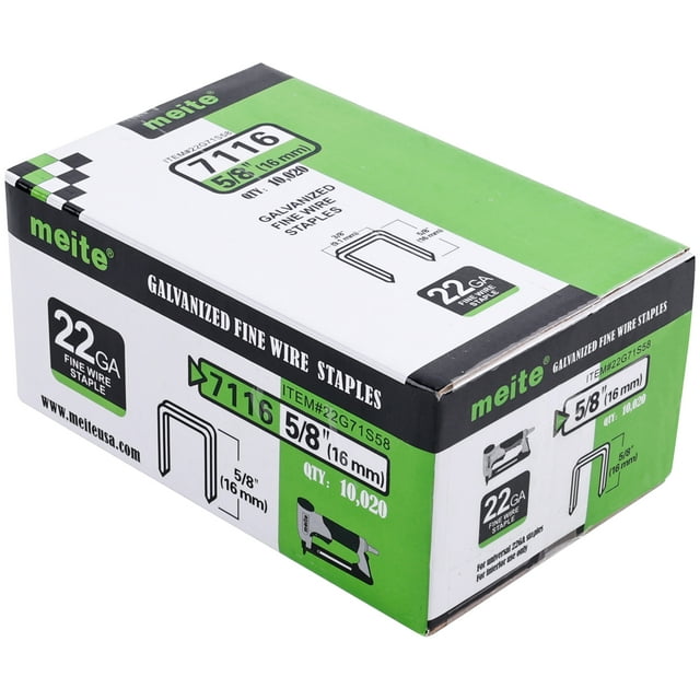 Meite 22 Gauge 3/8-inch Crown 5/8-inch Length Galvanized Staples for ...