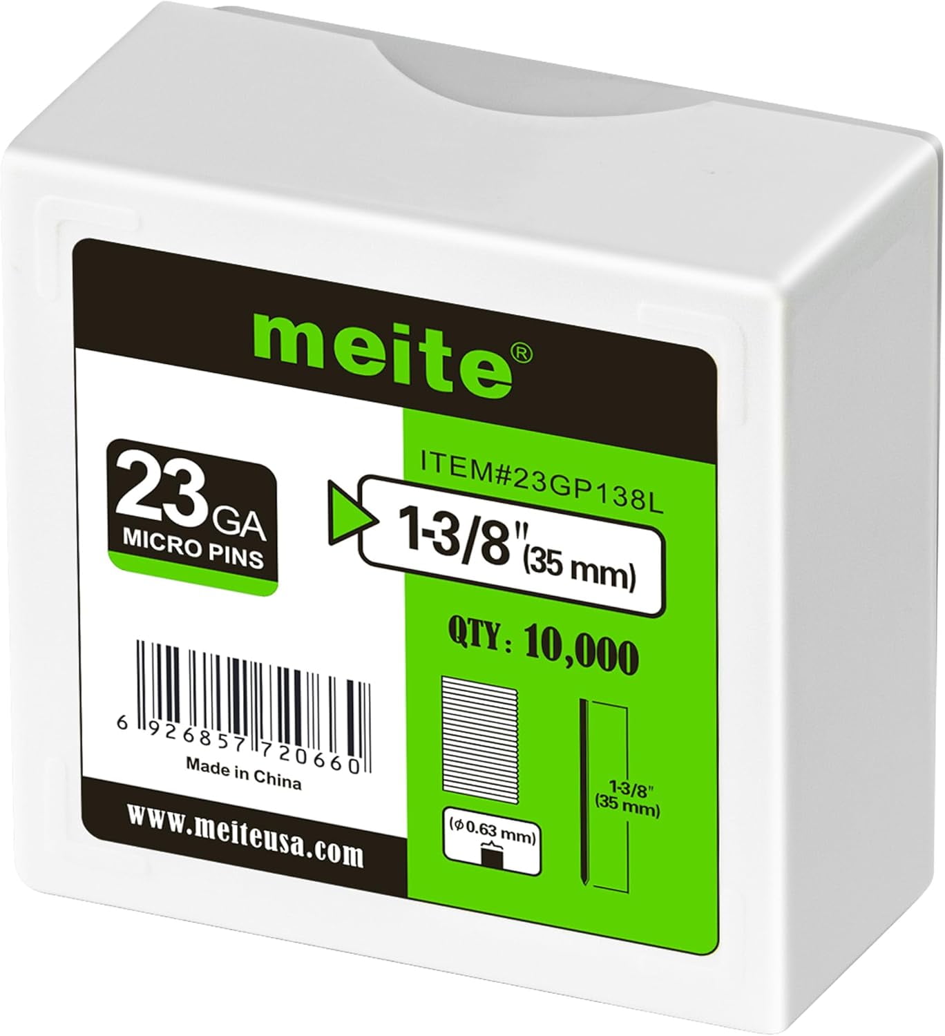 meite 23 Gauge Pin Nails, 1-3/8-Inch Micro Headless Piner Nails ...