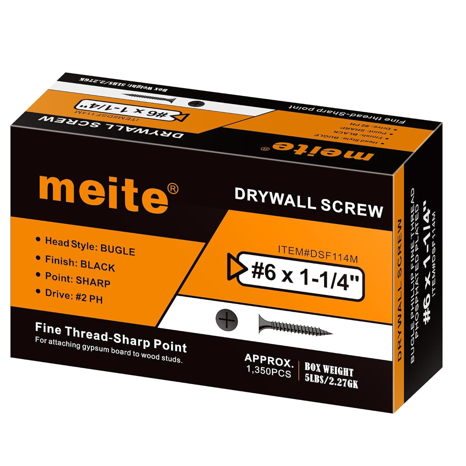 Meite Drywall Screws 6 X 1 1 4 Fine Thread Wood Screws For Drywall
