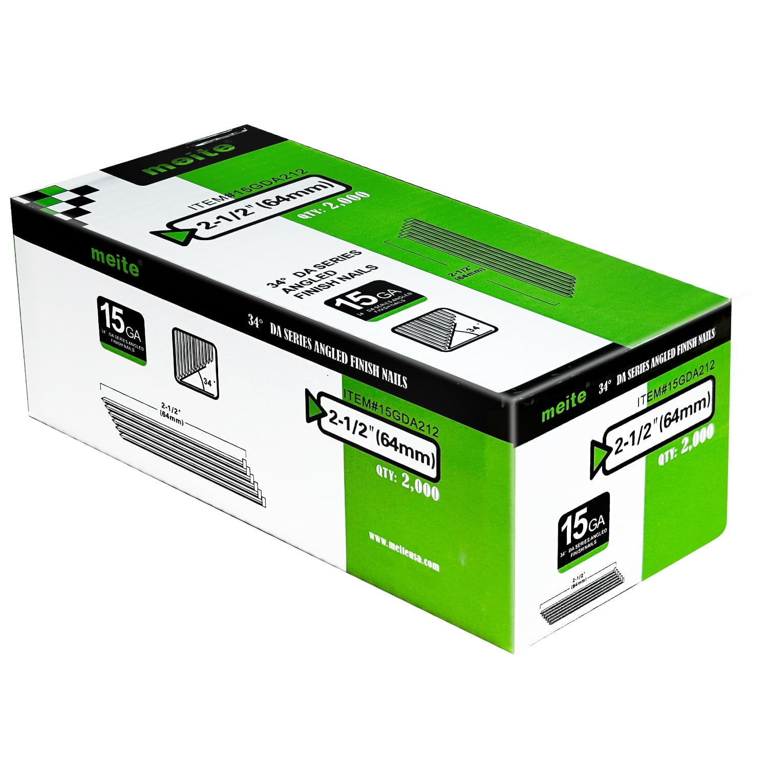 meite Pneumatic Trim Nailer Hardware - 15 Gauge 34 Degree 2-1/2-inch ...