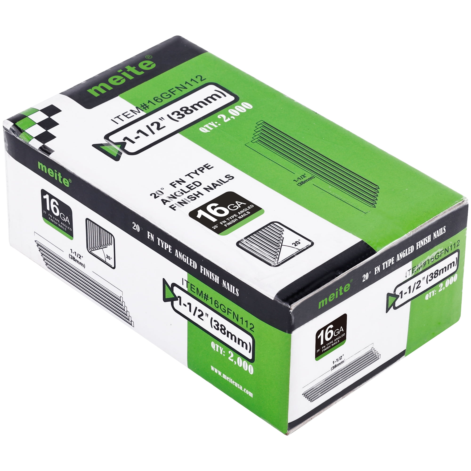 meite Angled Finish Nails 16 Gauge 20 Degree 1-1/2-inch Length (12 ...