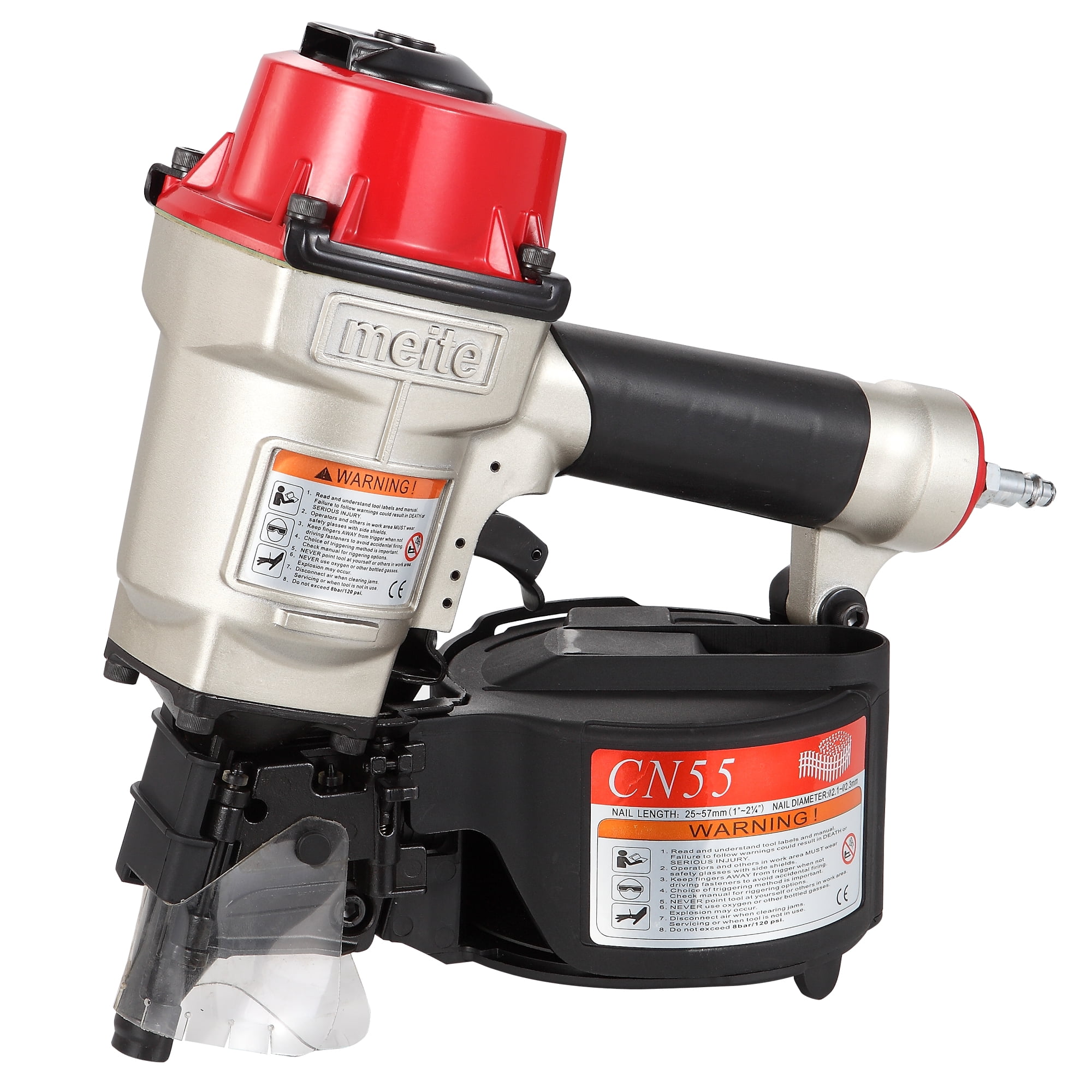 Meite CN55 Pneumatic Coil Siding Nailer/Stapler, 15 Degree 1-Inch to 2 ...