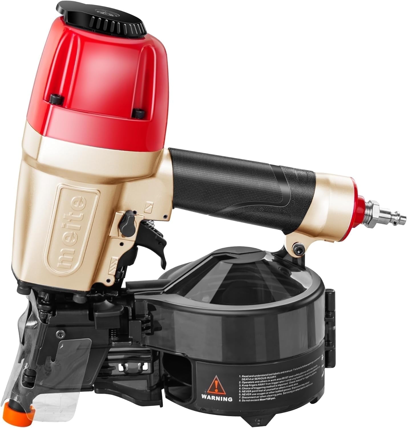 MEITE CN65S Pneumatic Coil Siding Nailer with Safety Nose, 15-16 ...