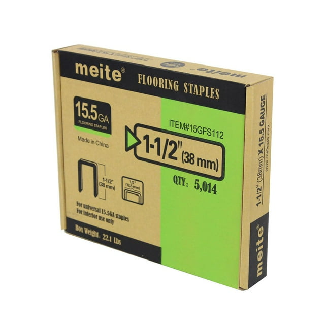 meite Hardwood Flooring Staples 15.5 Gauge 1/2-inch Crown 1-1/2-inch ...