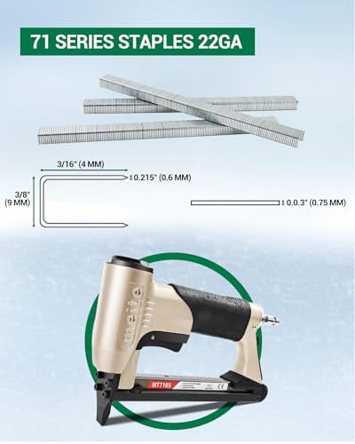 meite MT7105 Upholstery Stapler - 22 Gauge 71 Series 3/8-Inch Crown 3/ ...