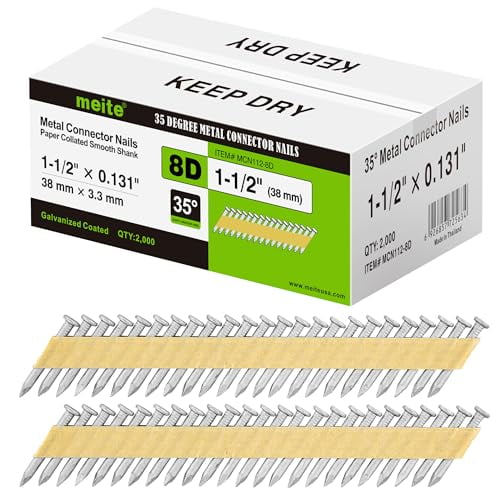 meite Metal Connector Nails, 1-1/2 Inch x .131 Inch Joist Hanger Nails ...