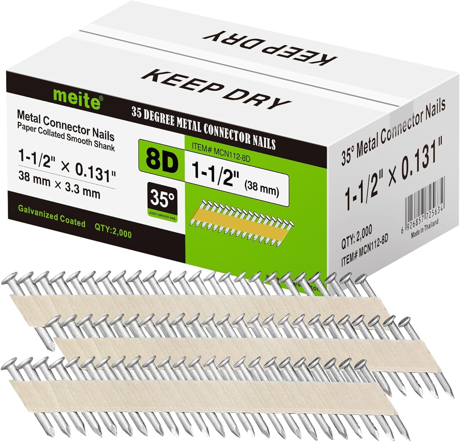 meite Metal Connector Nails, 1-1/2 Inch x .131 Inch Joist Hanger Nails ...