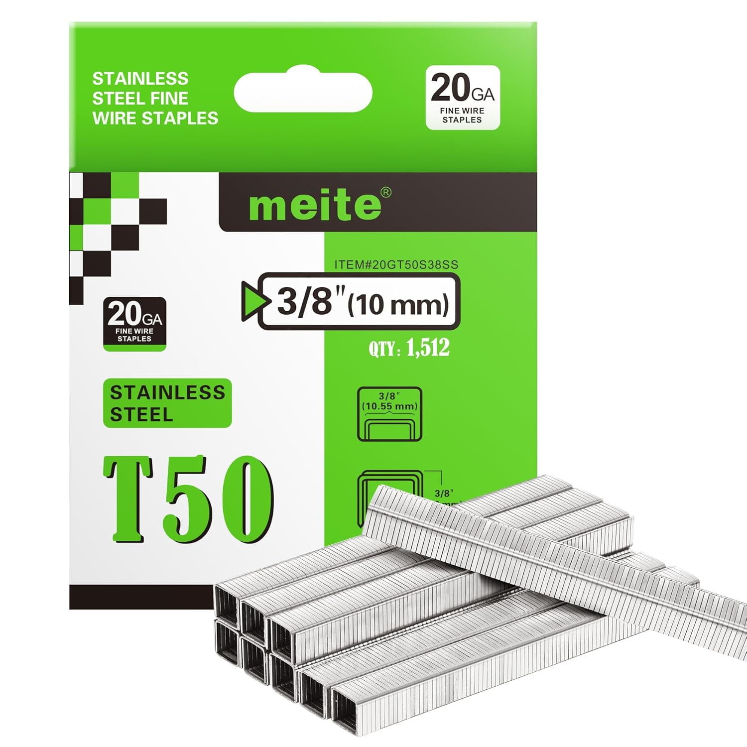 meite T50 Stainless Steel Staples, 3/8 Inch Heavy Duty 304 Stainless ...