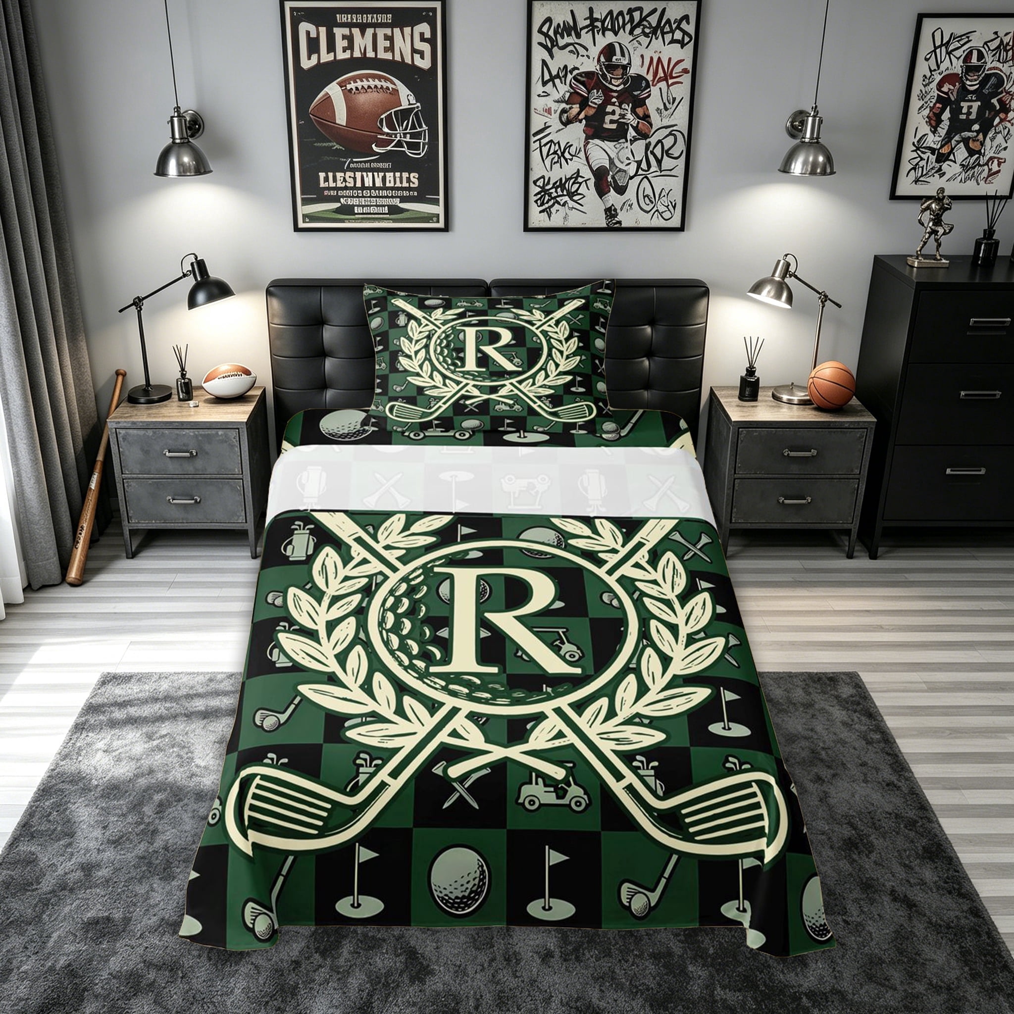 meiyoeat Golf Letter R Twin Sheets for Men Women, Sports Monogram ...