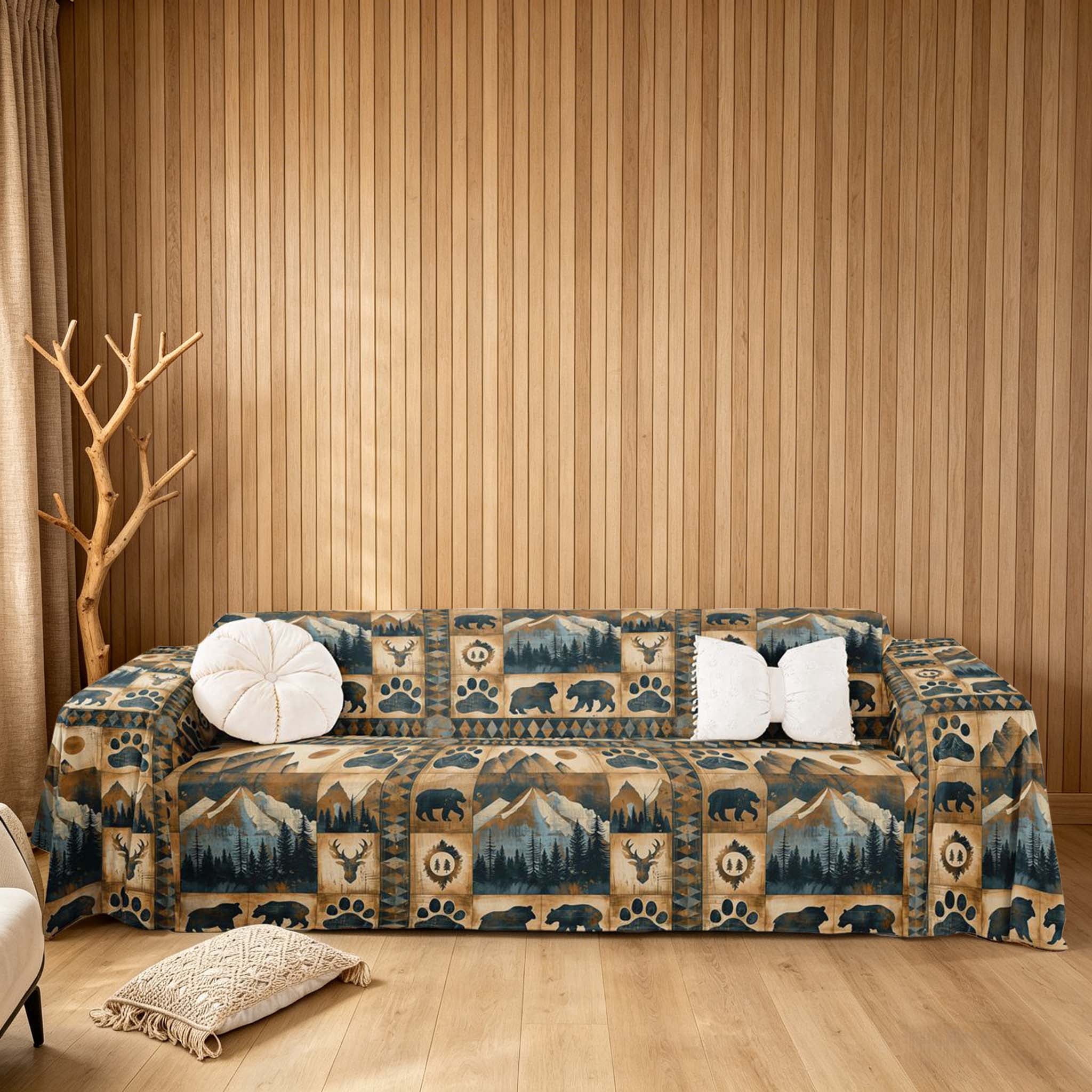 meiyoeat Hunting Bear Sofa Cover Slipcover 71x118, Nature Mountain ...