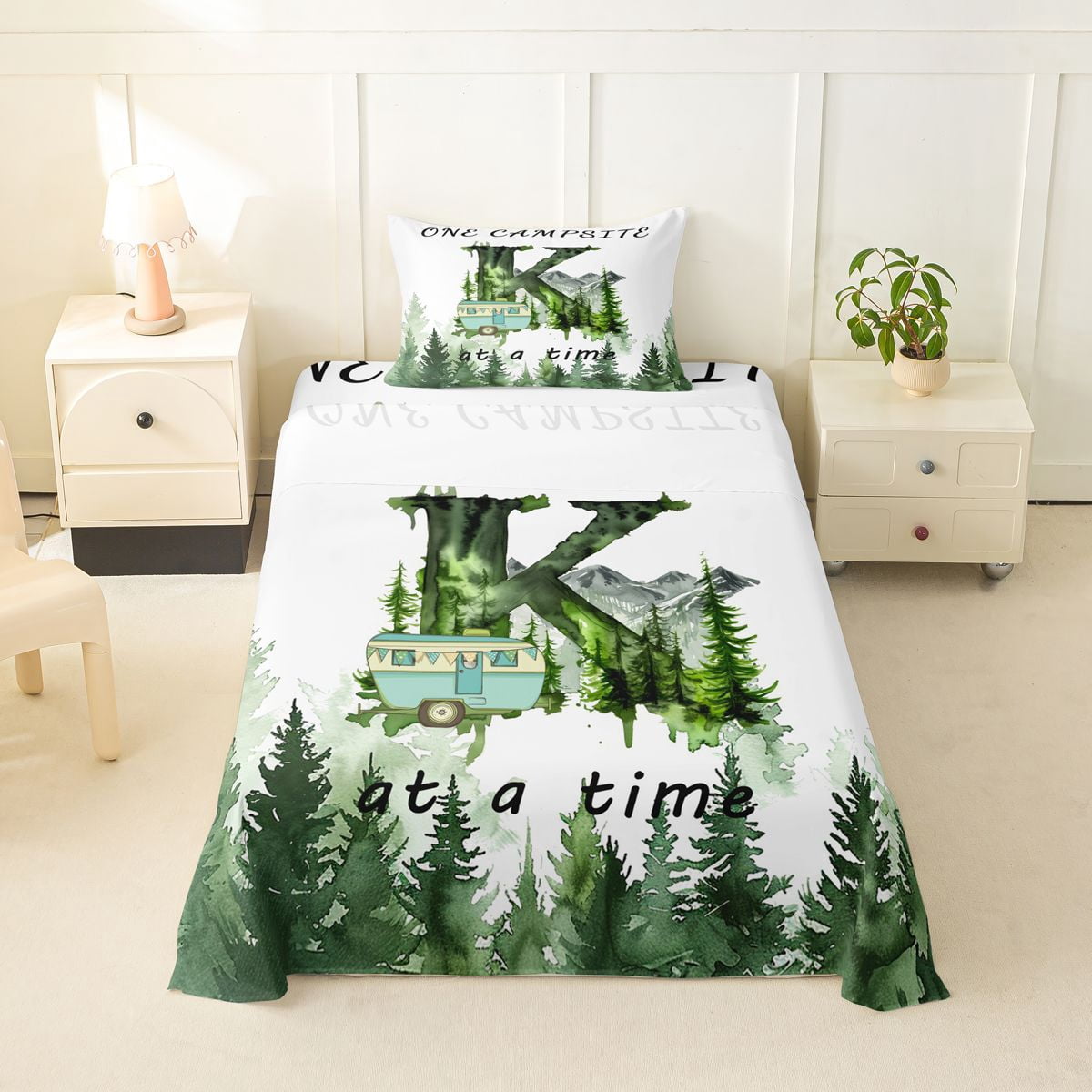 meiyoeat Kids Camping Themed Twin Sheets For Boys,Rustic Cabin Camper ...