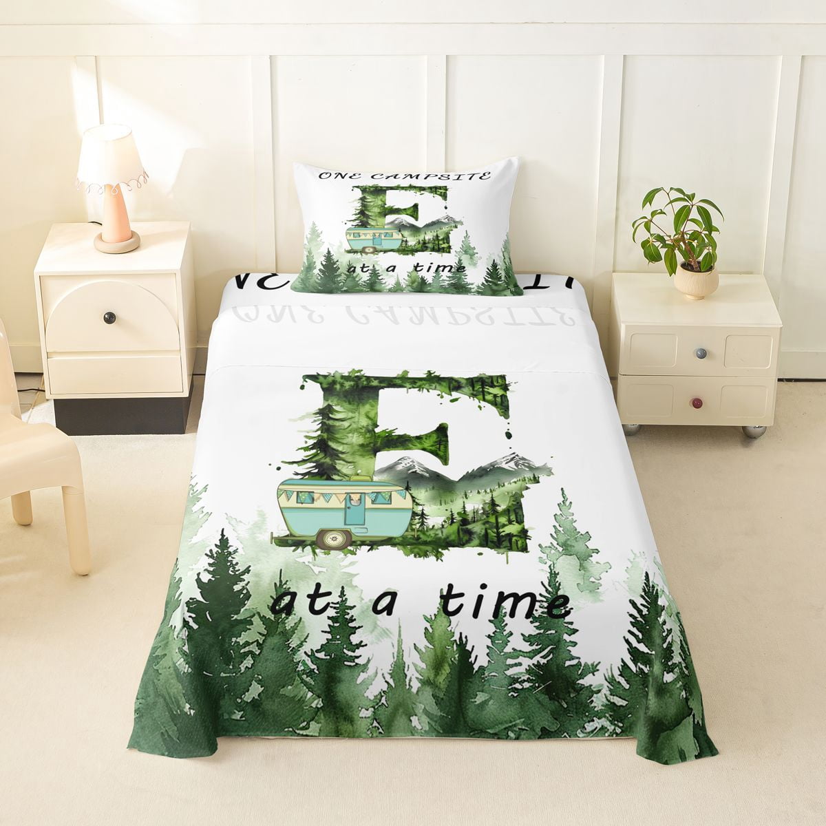 meiyoeat Rv Trailers Camper Twin Sheets For Boys,Monogrammed Alphabet E ...