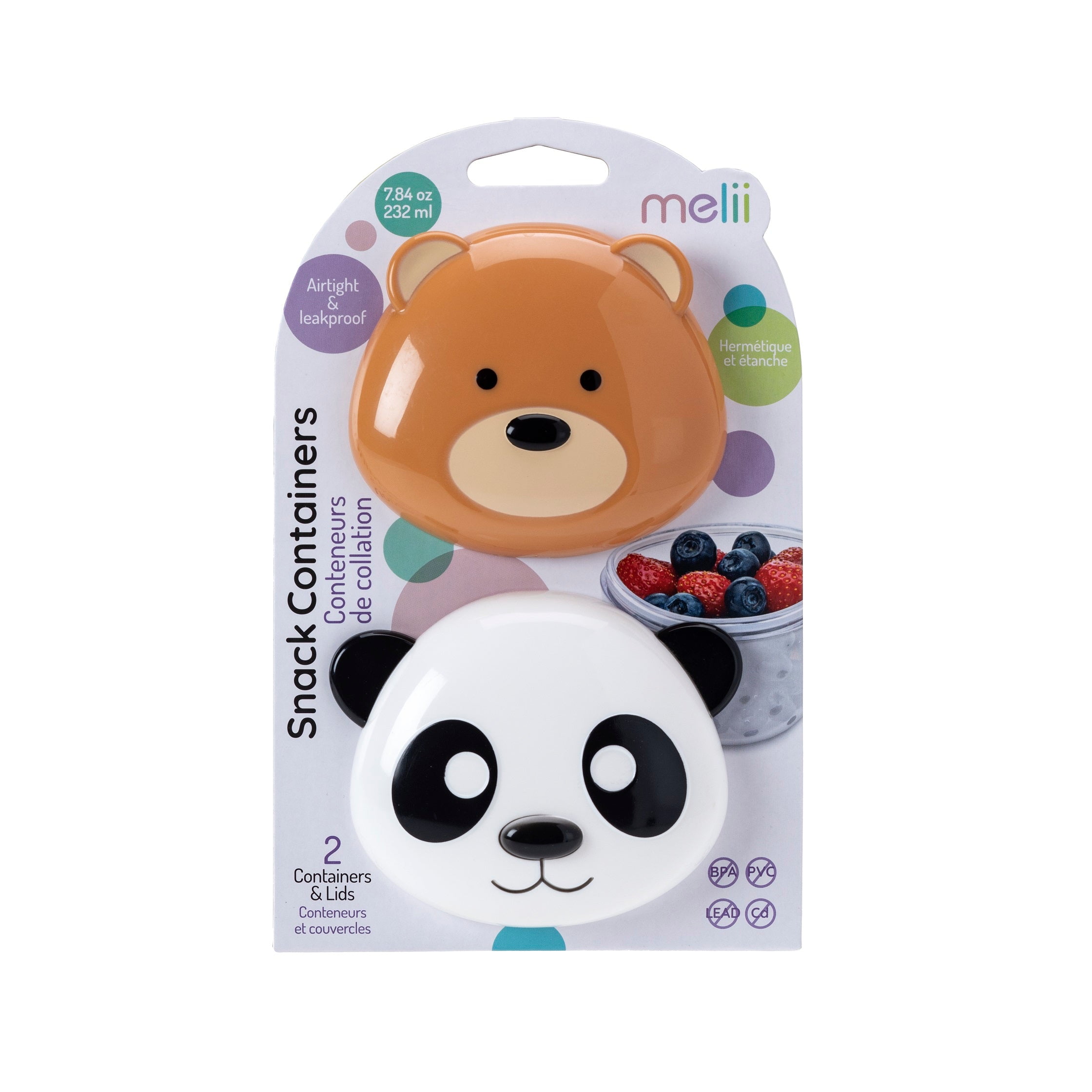 melii Animal Snack Containers with Lid 2 pack - Panda & Bear - Walmart.com