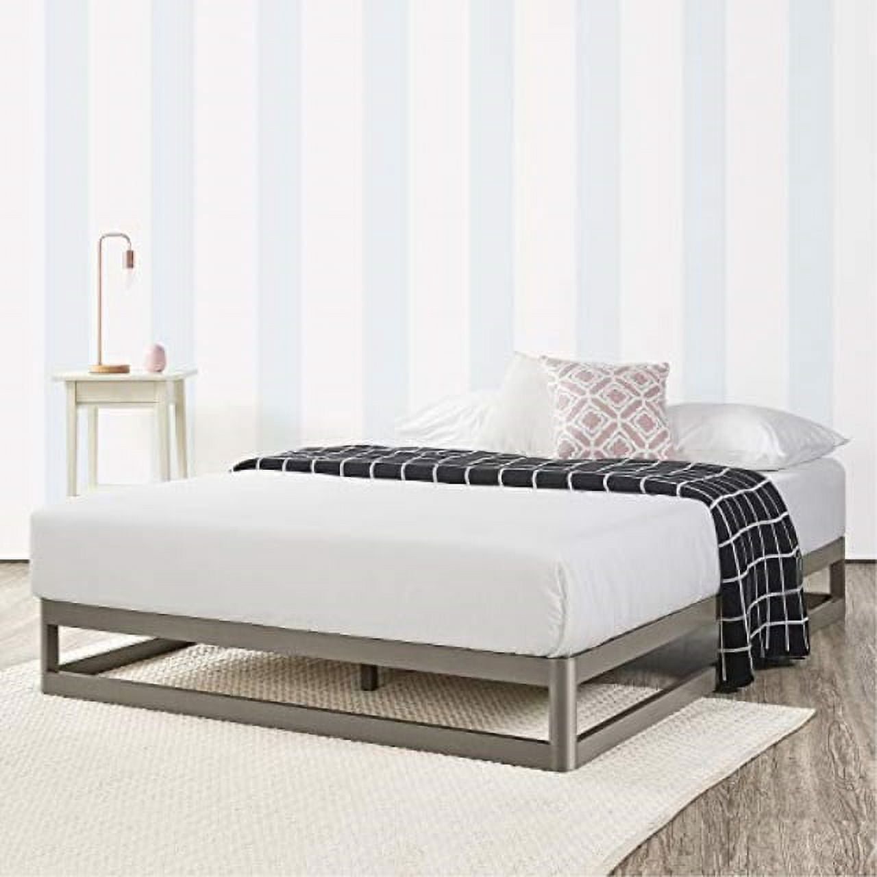 mellow 9 inch metal platform bed frame w/heavy duty steel slat mattress ...