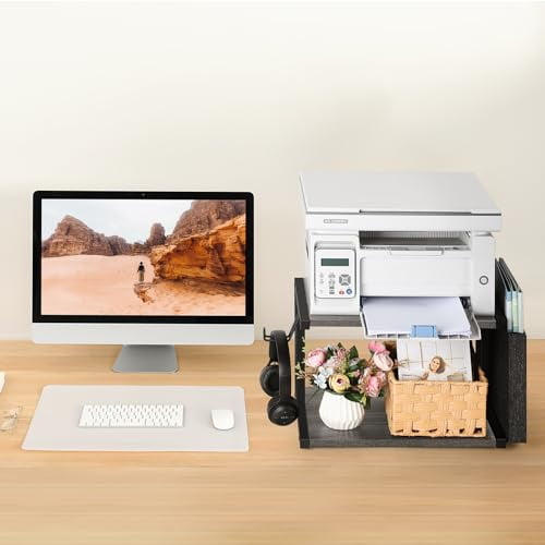 melos Printer Stand, 2-Tier Printer Stand with Storage, Mobile Printer ...