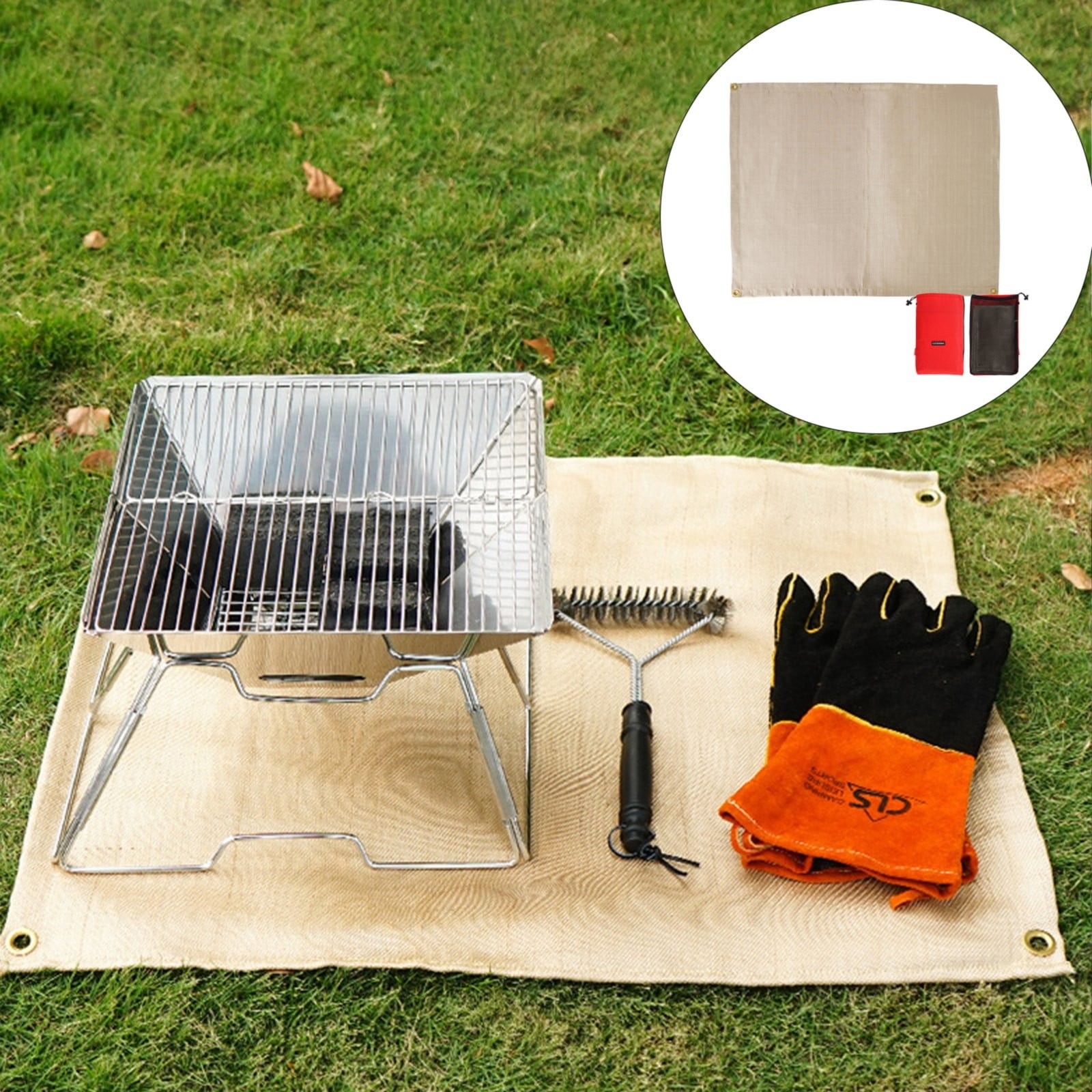 melotizhi Fireproof Mat Outdoor Camping Cloth Grill Mats Flame ...