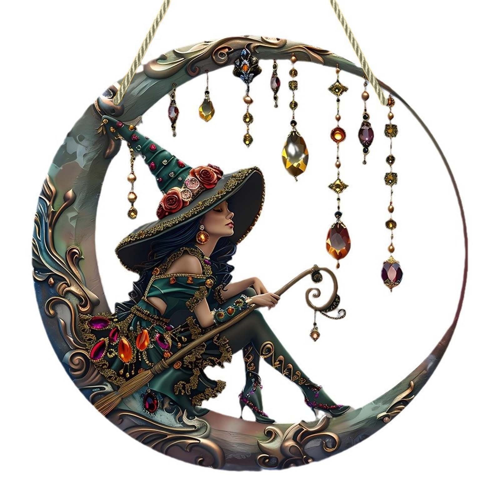 2025 Personalized Witch Window Hanging Suncatcher, Moon Suncatcher ...