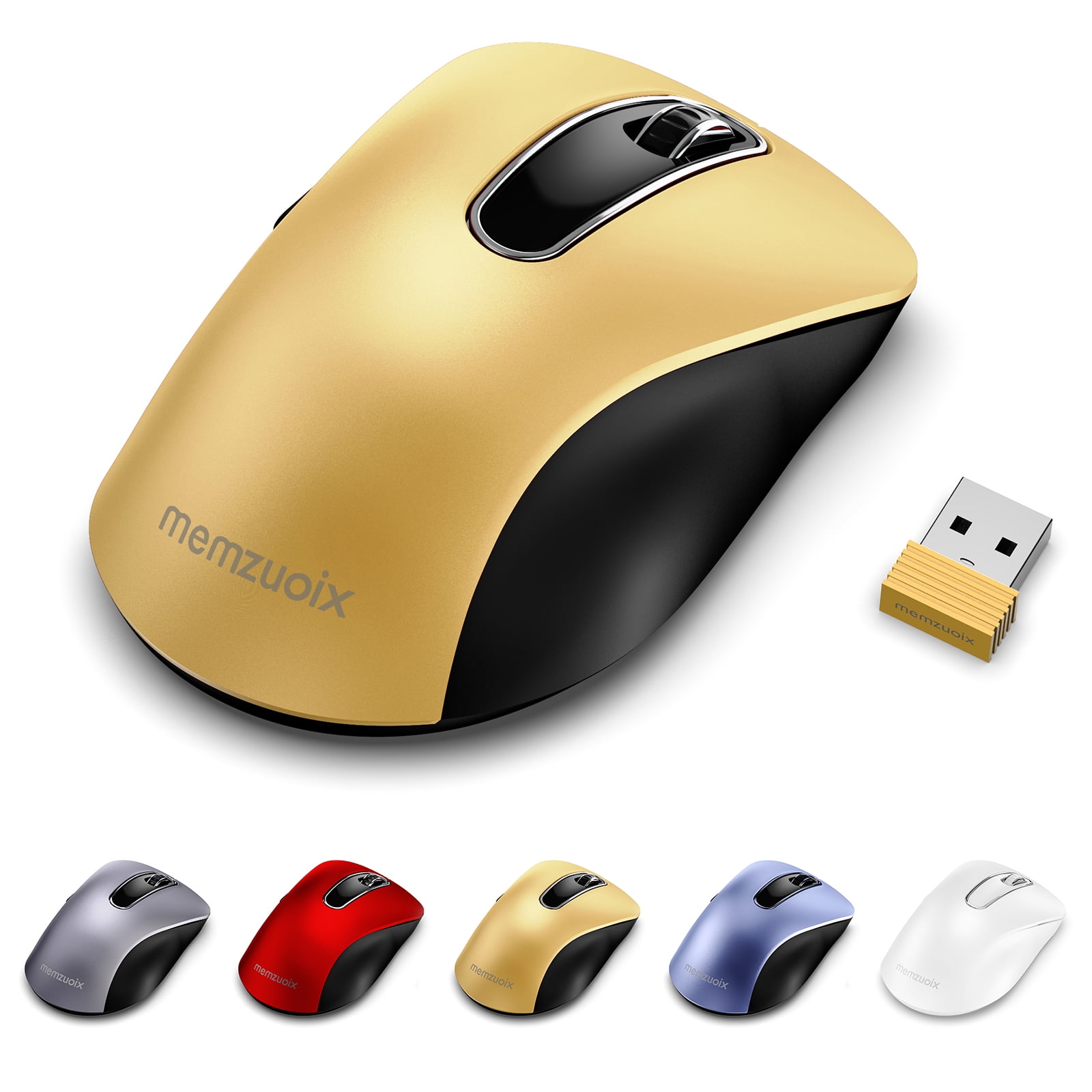 memzuoix 2.4G Wireless Mouse, 1400 DPI Mobile Optical Cordless Mouse ...