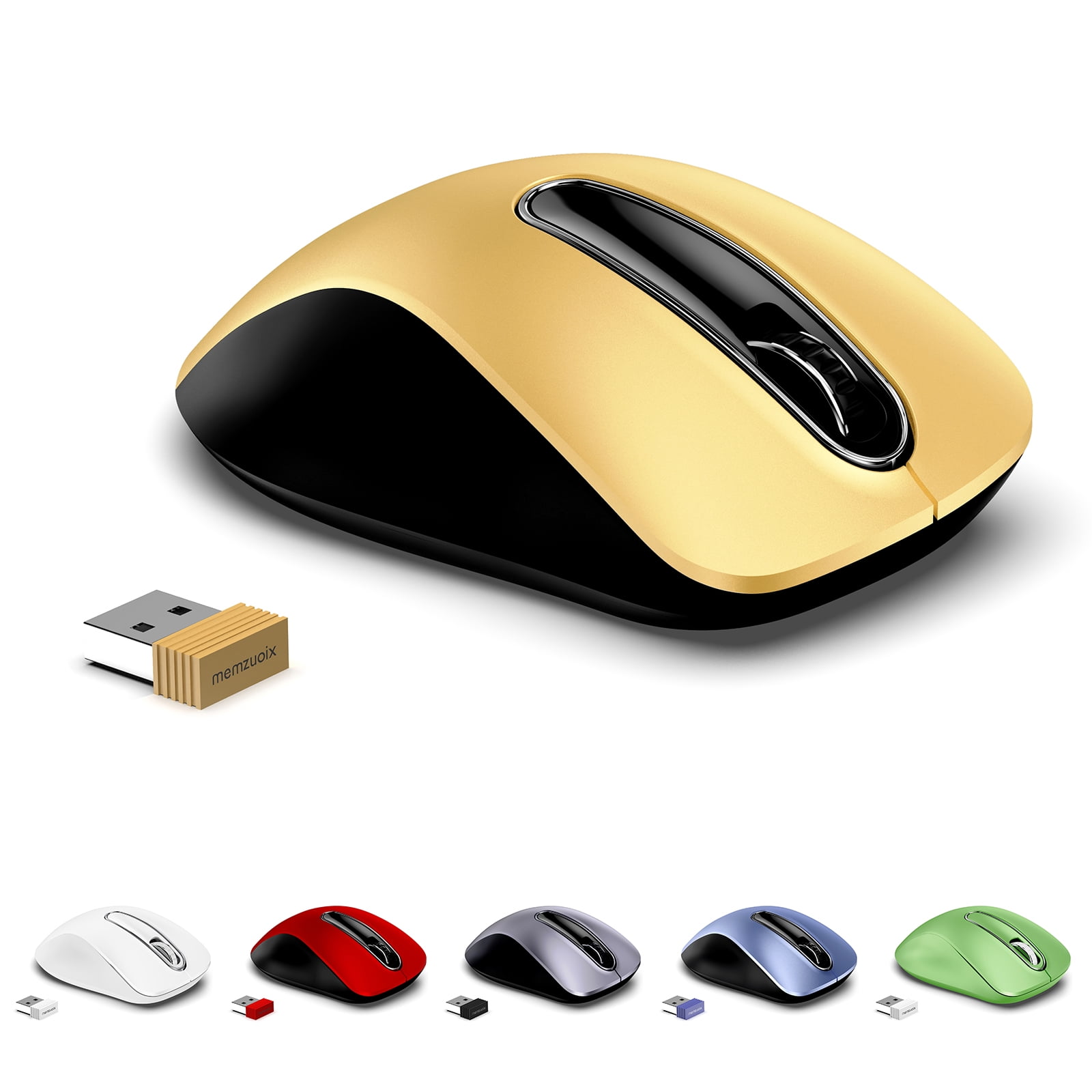 memzuoix 2.4G Wireless Mouse, 1400 DPI Mobile Optical Cordless Mouse ...