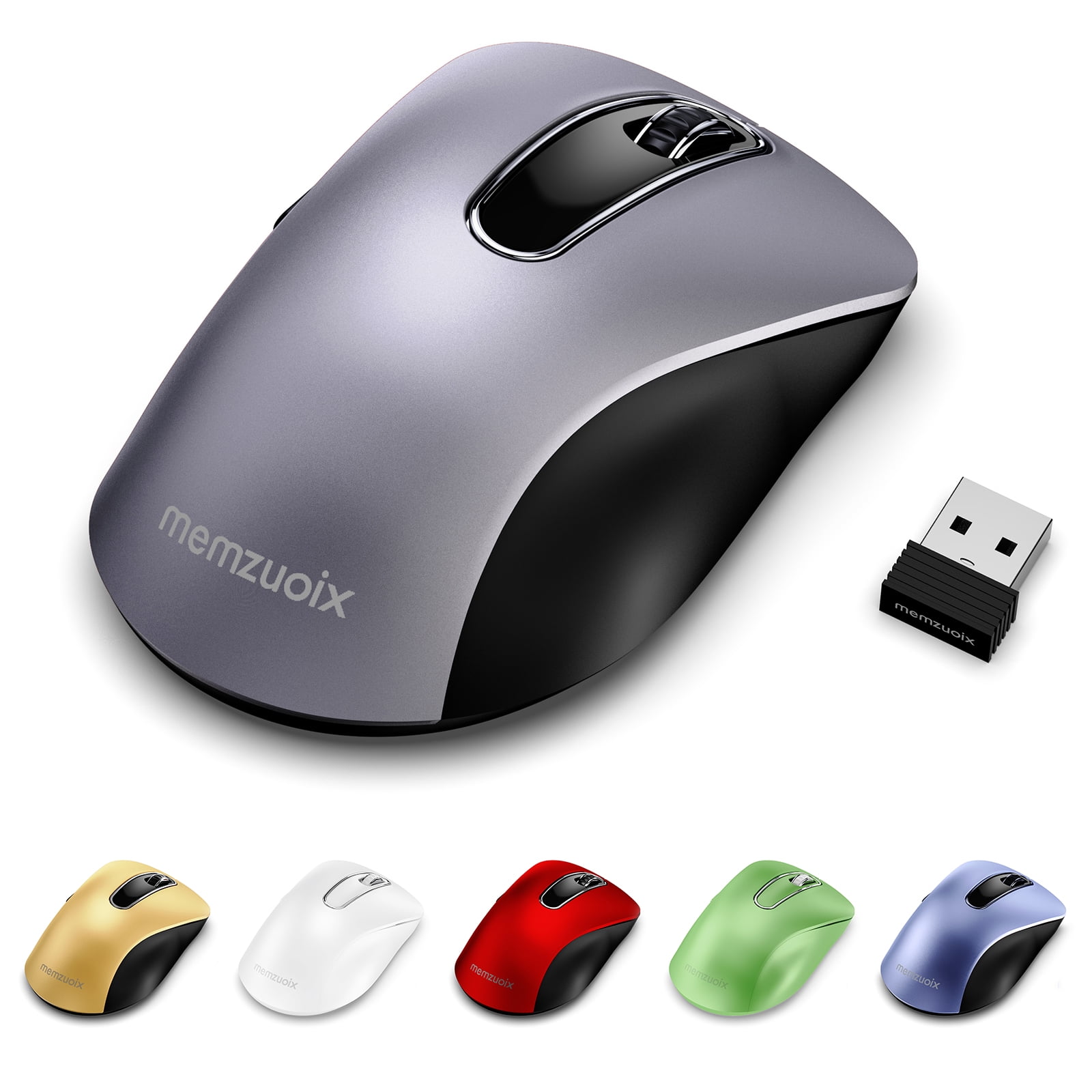 memzuoix 2.4G Wireless Mouse, 1400 DPI Mobile Optical Cordless Mouse ...