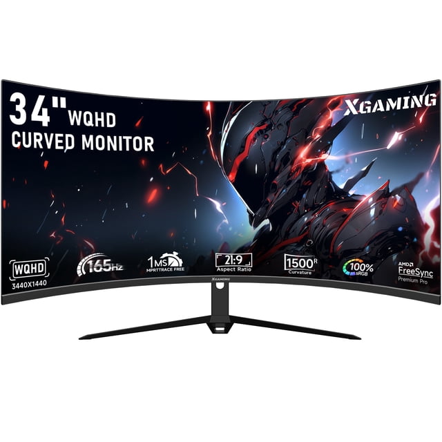 memzuoix 34" 165Hz Ultrawide Curved Gaming Monitor, WQHD 3440 * 1440P ...
