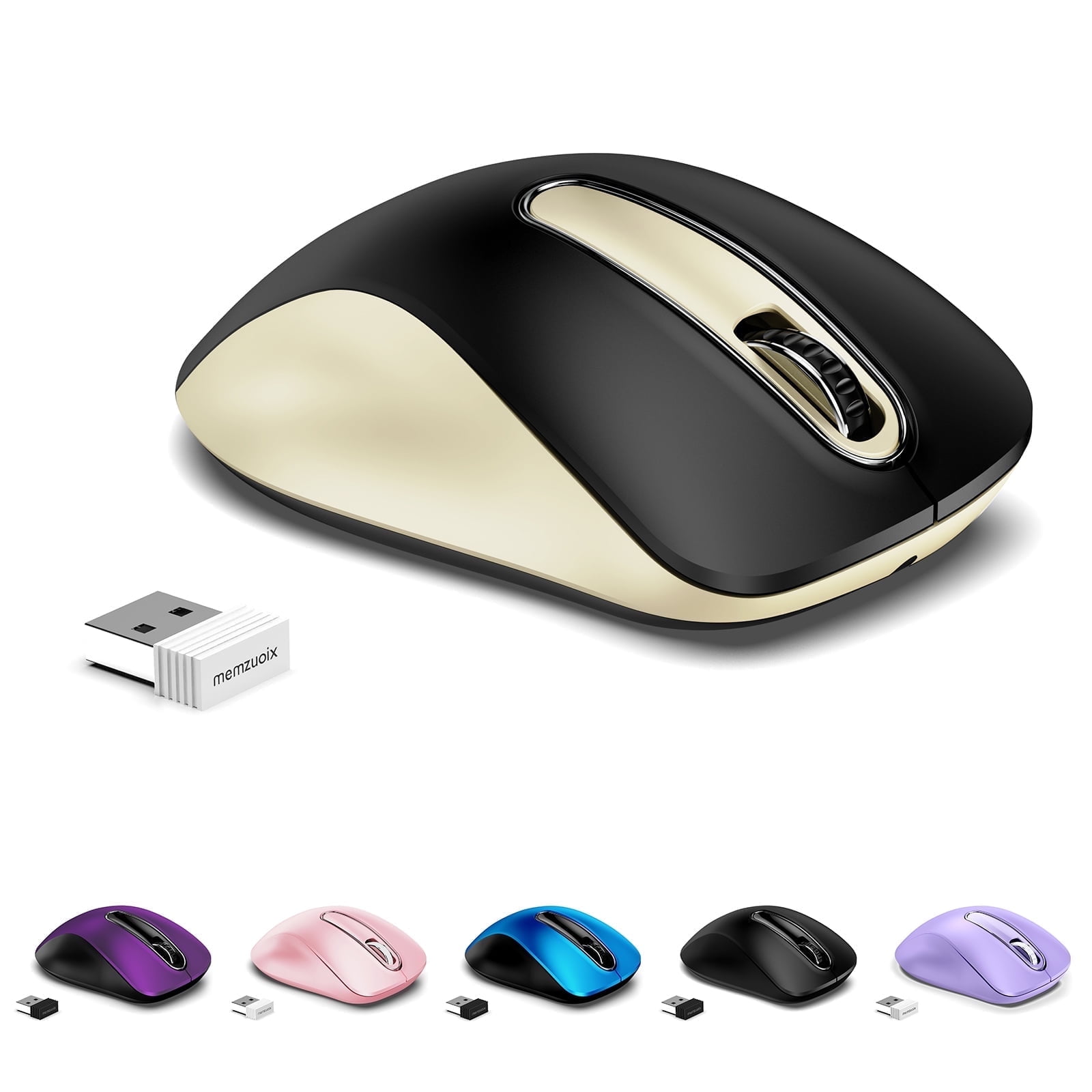 memzuoix 2.4G Wireless Mouse, 1400 DPI Mobile Optical Cordless Mouse ...