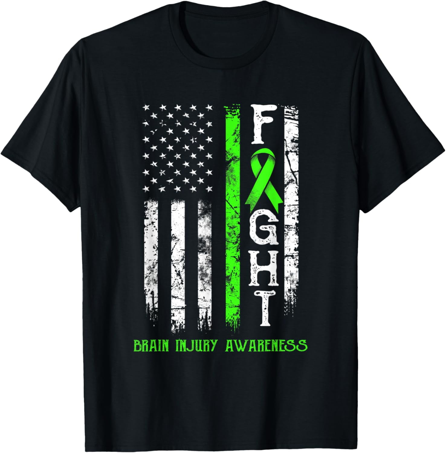 men and women can wear，Brain Injury Warrior US Flag T-Shirt - Walmart.com