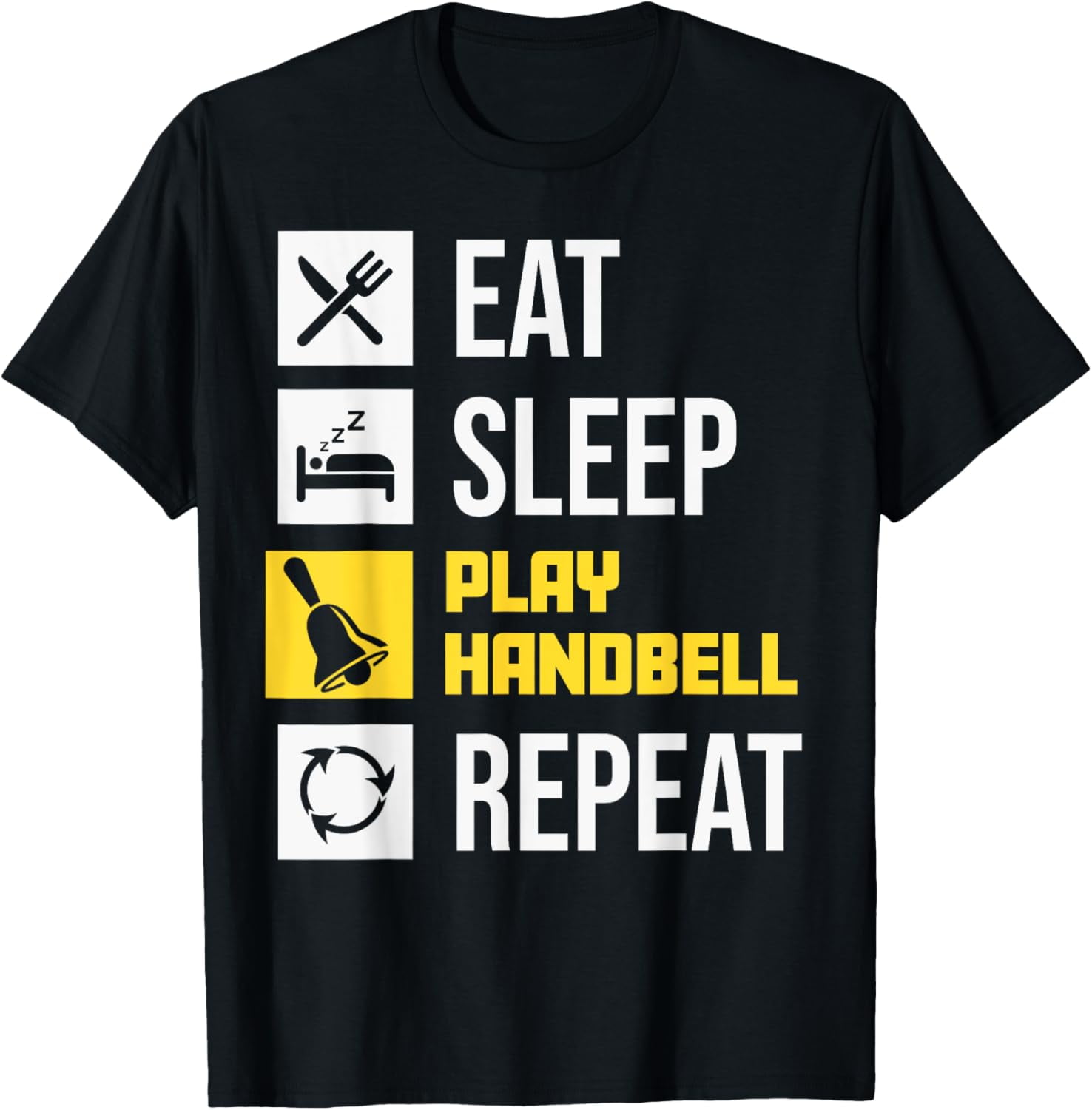 men and women can wear，Funny Eat Sleep Handbell Repeat Music Instrument ...