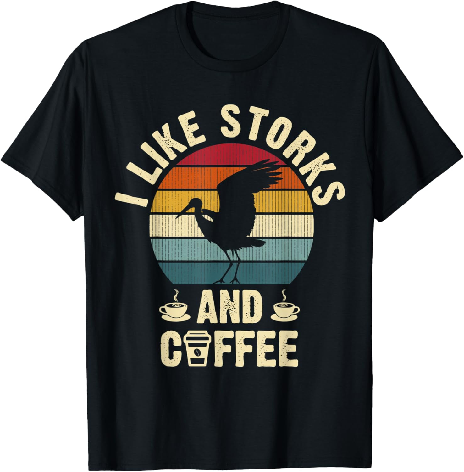 men and women can wear，Funny Storks and Coffee Lovers Vintage Theme ...