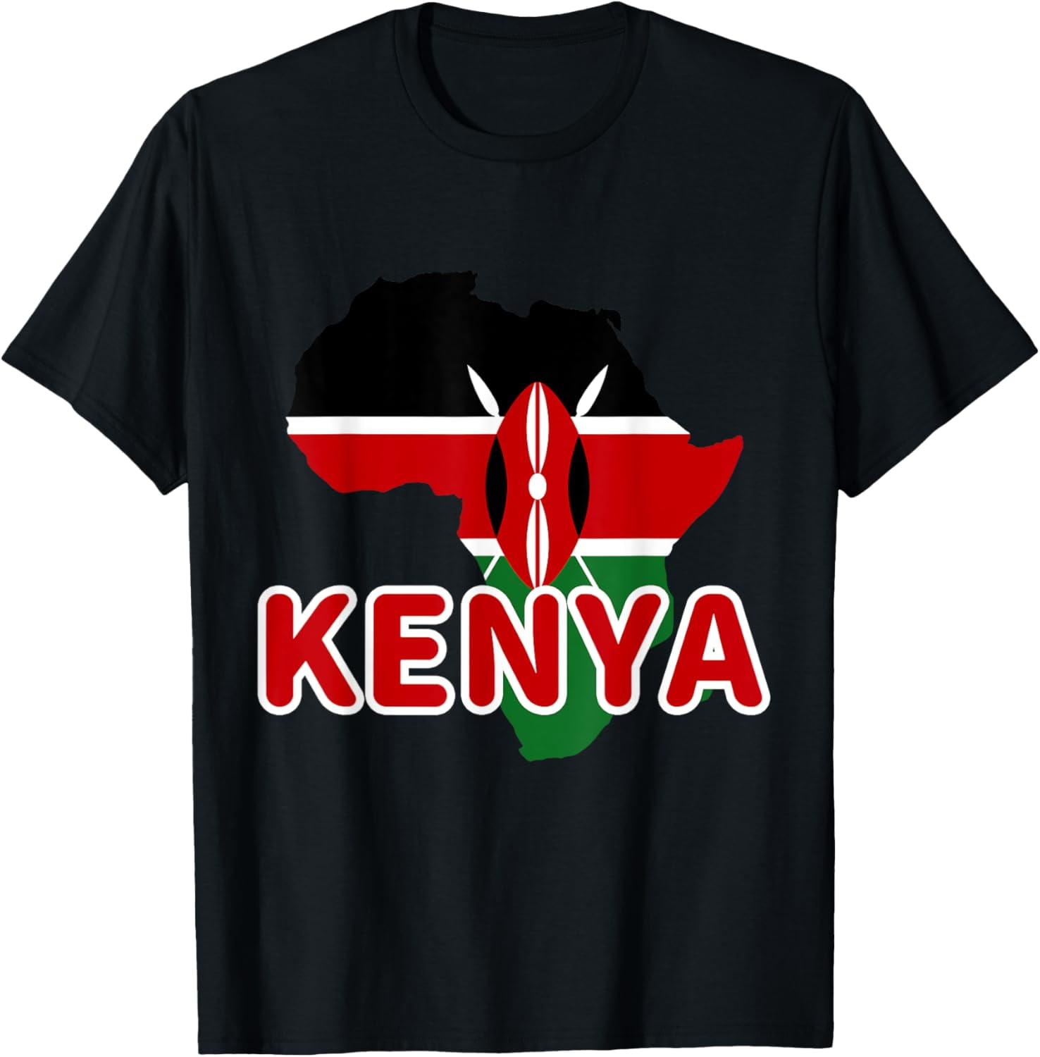 men and women can wear，Kenya Kenyan Pride Flag Map Africa Print T-Shirt ...