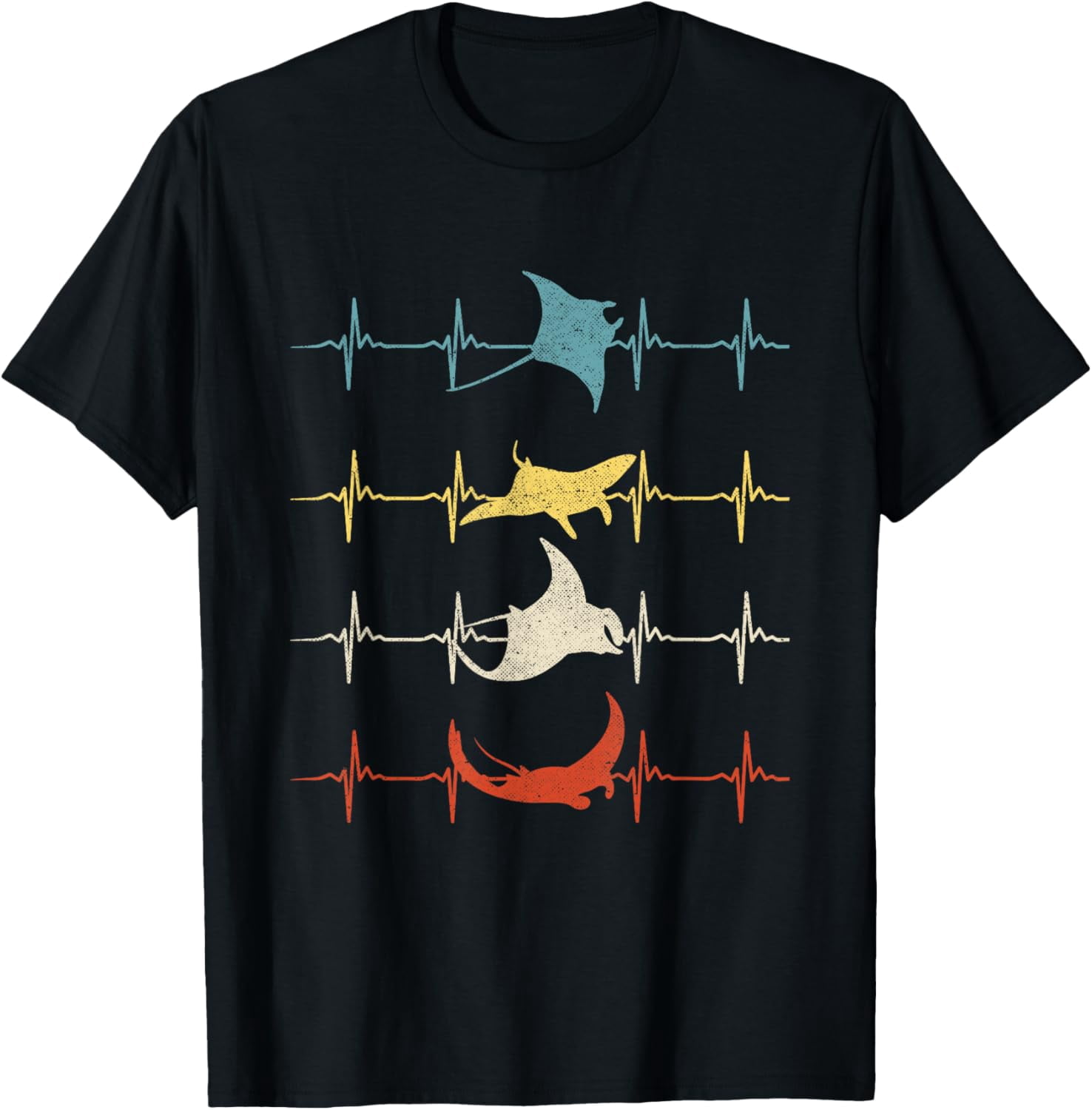 men and women can wear，Manta Ray Diving Manta Rays Heartbeat T-Shirt ...