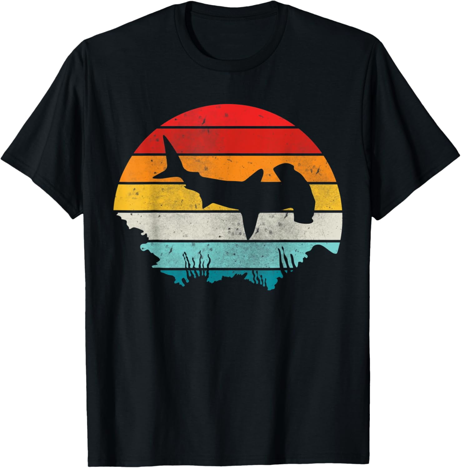 men and women can wear，Retro Hammerhead Shark Vintage Sphyrna Ocean Funny Shark Fan T-Shirt ...