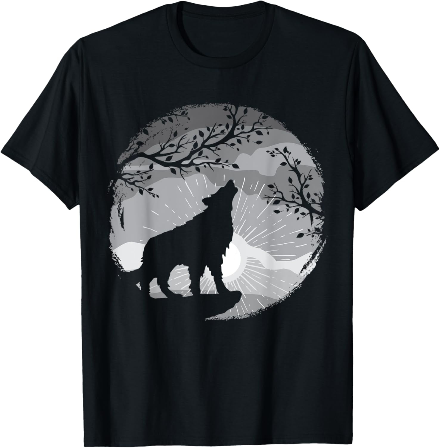men and women can wear，Retro Wolf Howling Moon, Funny Animal, The Wolf ...