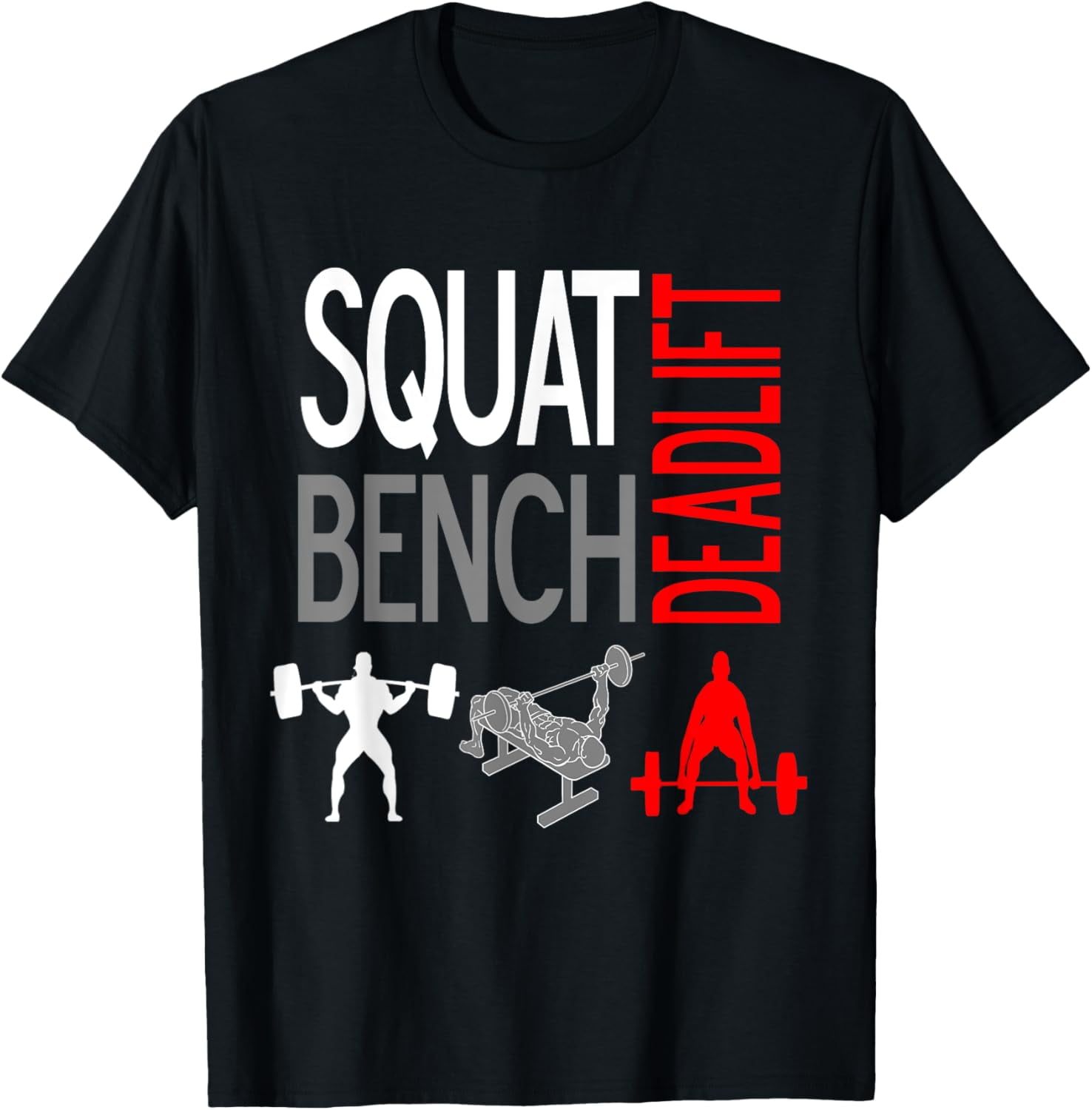 men and women can wear，SQUAT BENCH DEADLIFT T SHIRT GYM WEIGHTLIFTING ...