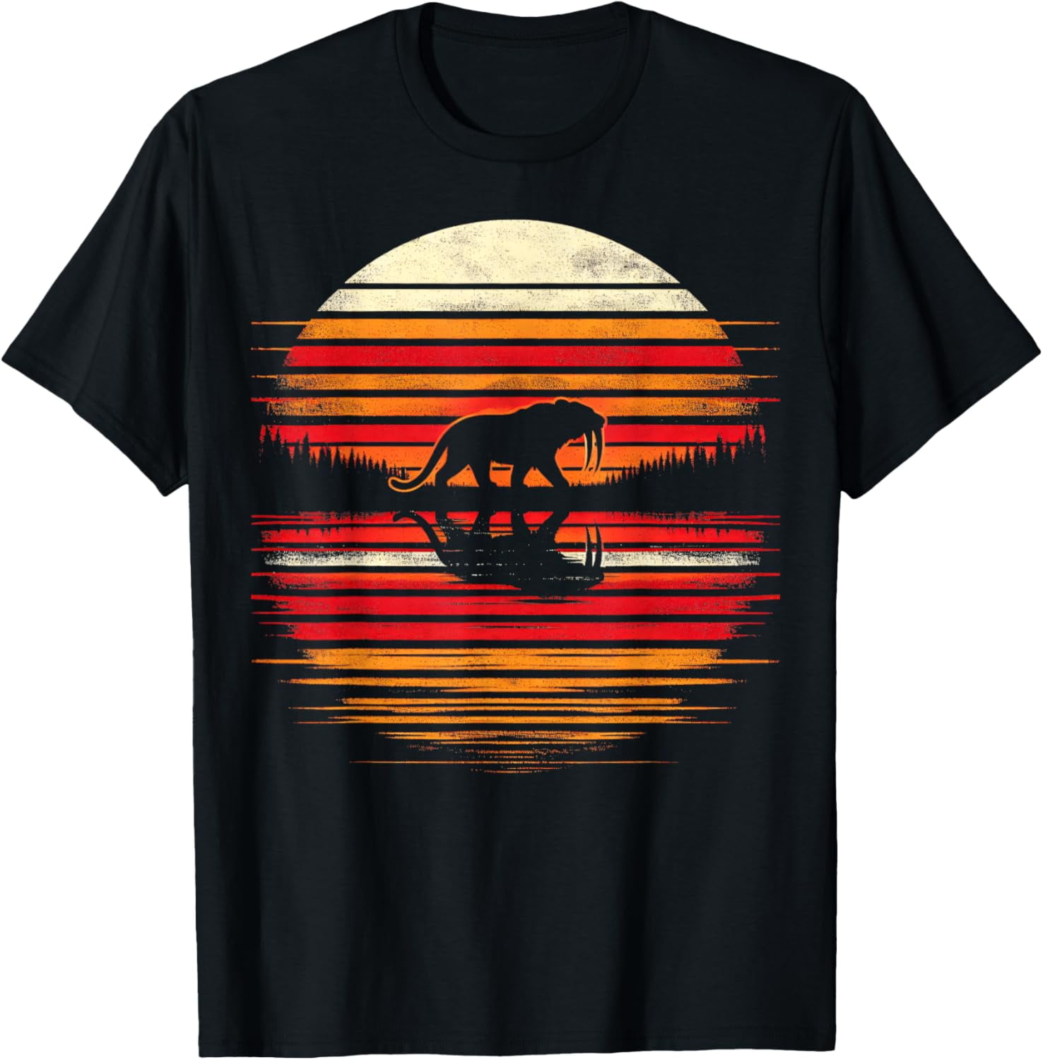 men and women can wear，Saber-toothed Tiger Sunset Retro Style Safari ...