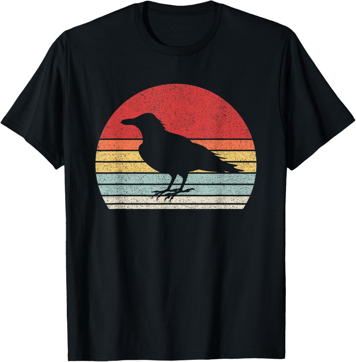 men and women can wear，Vintage Retro Black Crow Raven Bird T-Shirt ...