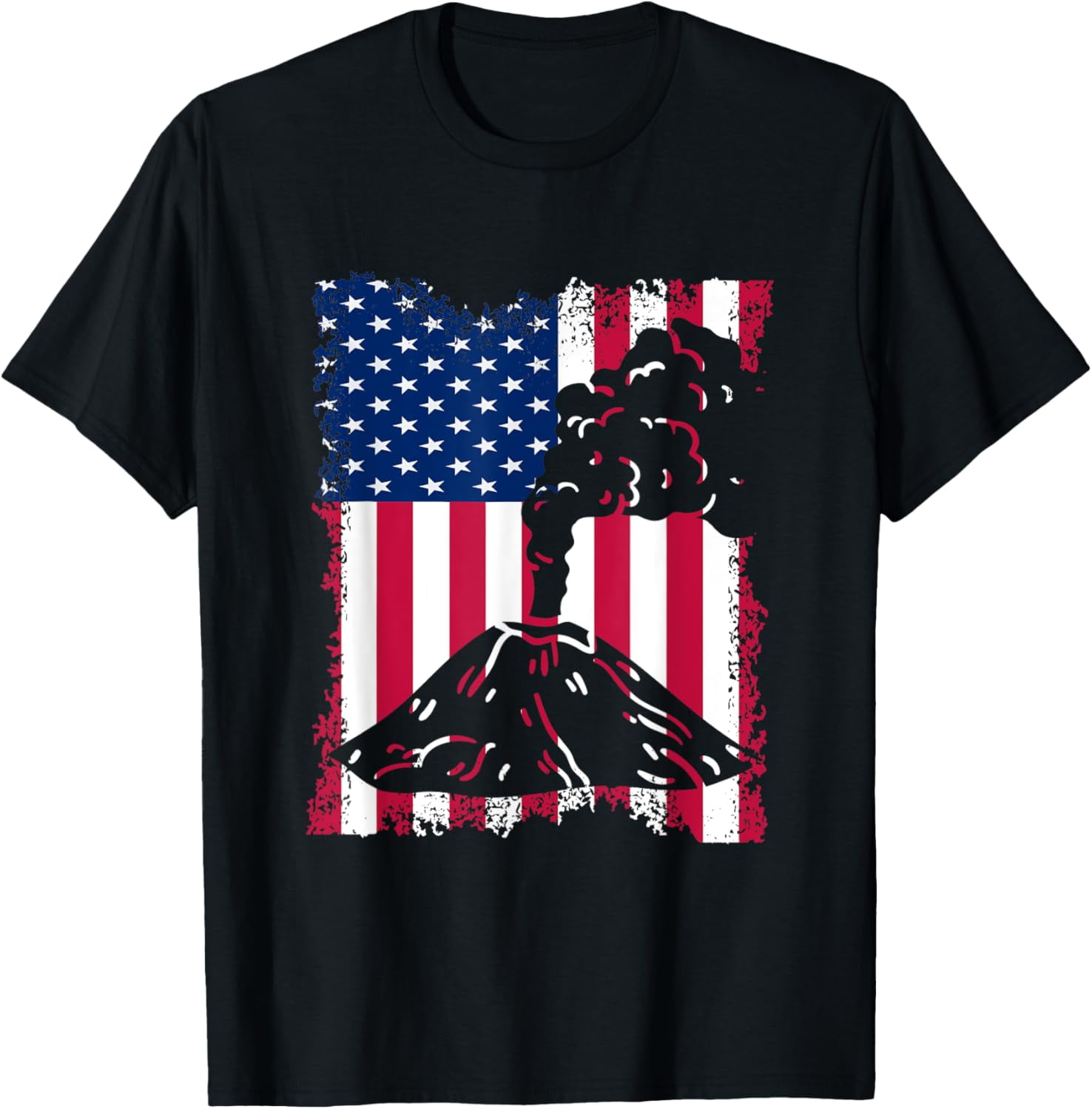 men and women can wear，Volcano Magma Lava Vintage US Flag Volcanology ...